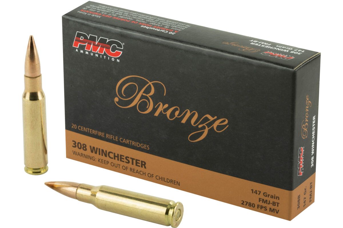 - PMC 308B Bronze 308 Winchester 147 Grain Full Metal Jacket Rifle Ammo ...