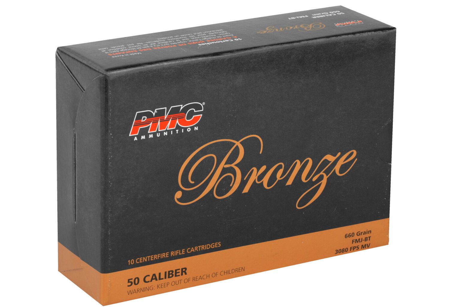 - PMC Bronze 50 BMG 660 Grain Full Metal Jacket Boat Tail Rifle Ammo ...