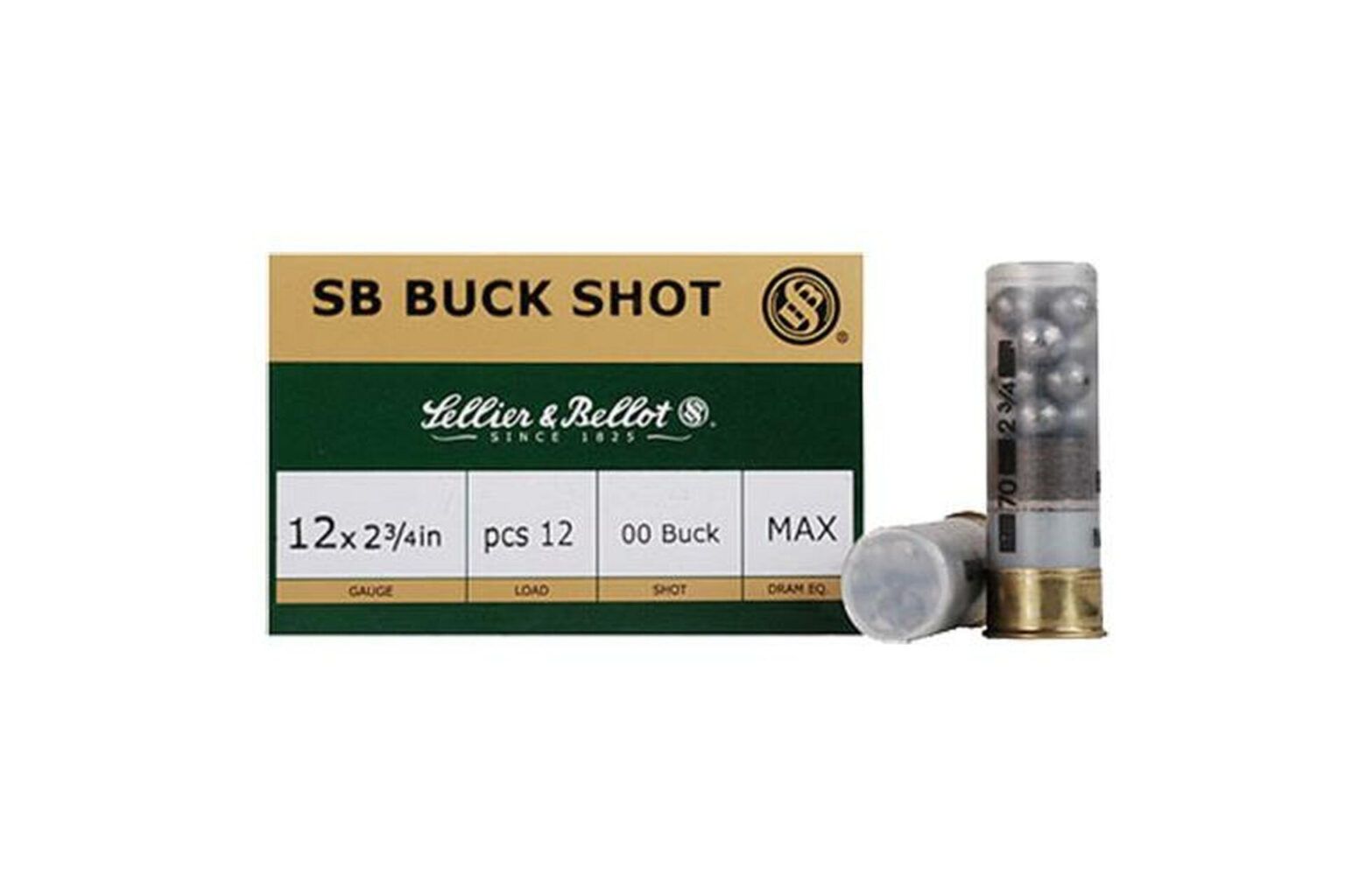 - Sellier & Bellot SB12BSF Shotgun 12 Gauge 2.75 12 Pellets 1 Buck Shot ...