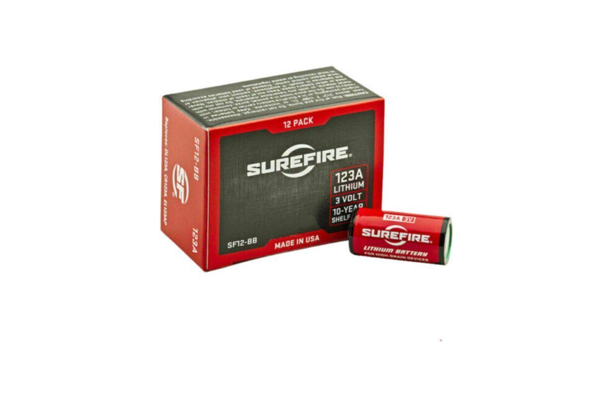 123A - Surefire Battery CR123A Lithium 12 Pack - Red - AR15Discounts