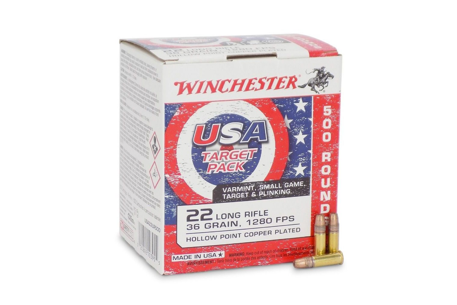 - Winchester USA .22LR 36gr Copper Plated Hollow Point Rimfire Ammo ...