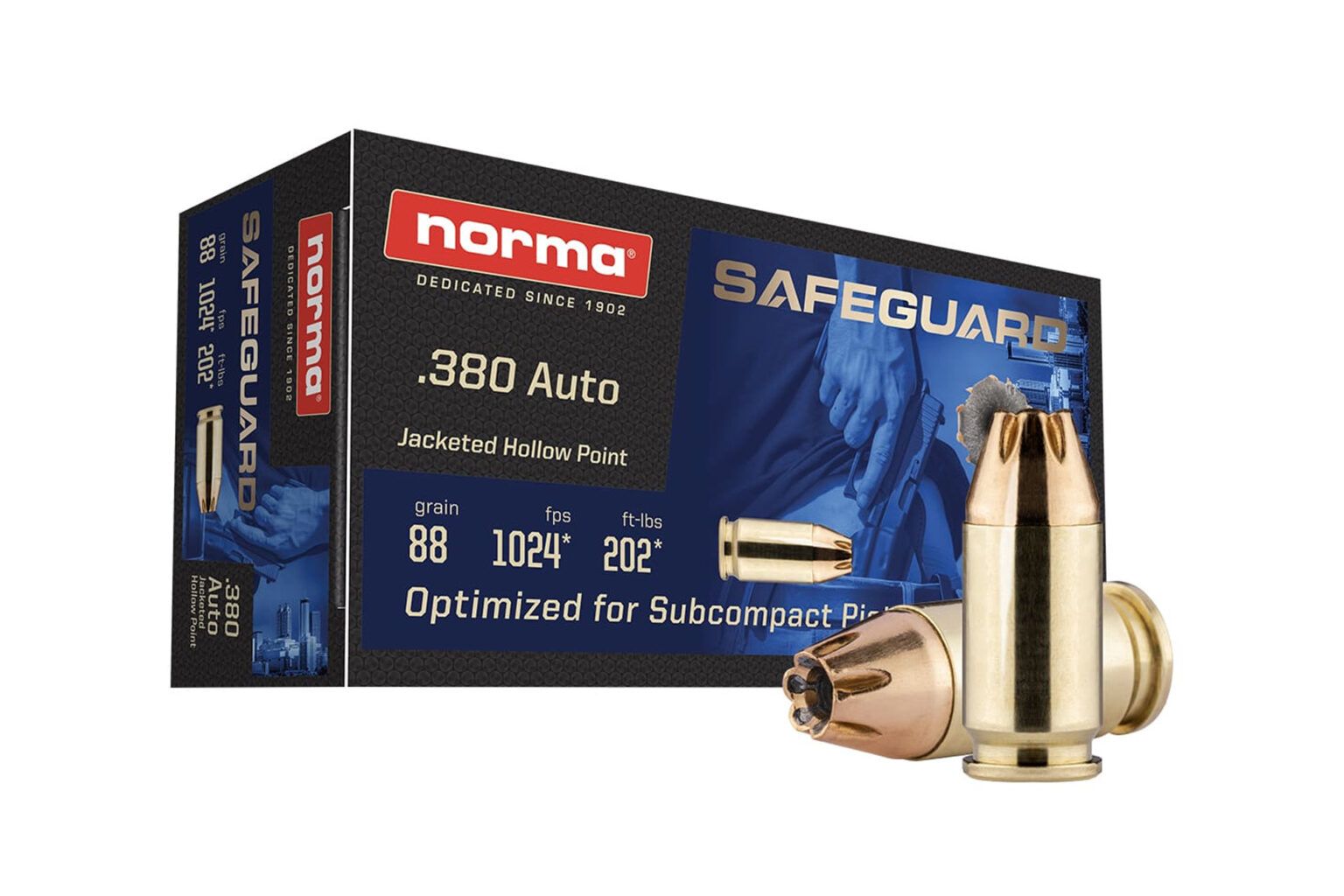 803807680 - Norma Safeguard 380 ACP 88 Grain Jacketed Hollow Point ...