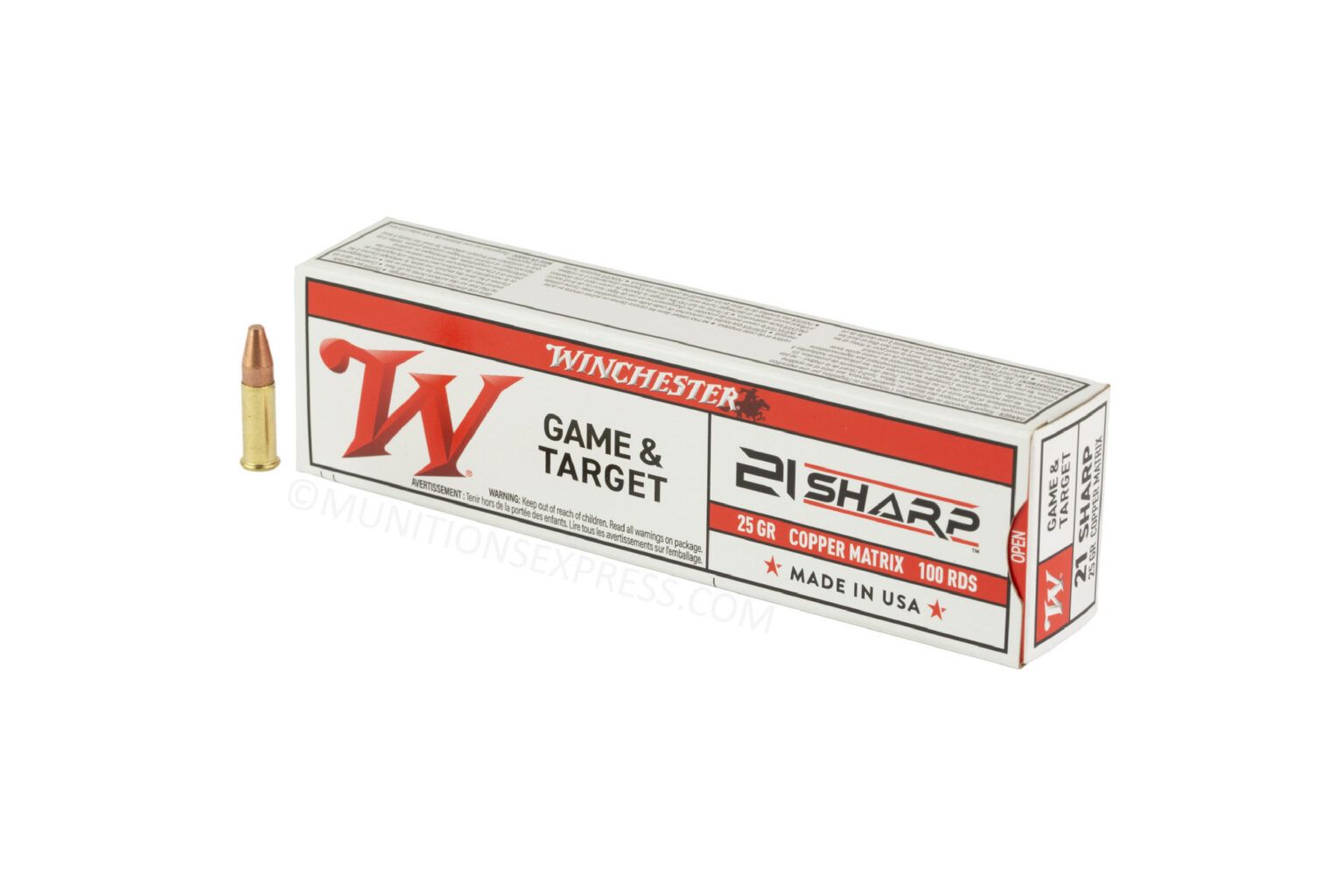 - Winchester Ammo S21SLF USA 21Sharp 25gr Copper Matrix Rimfire Ammo ...