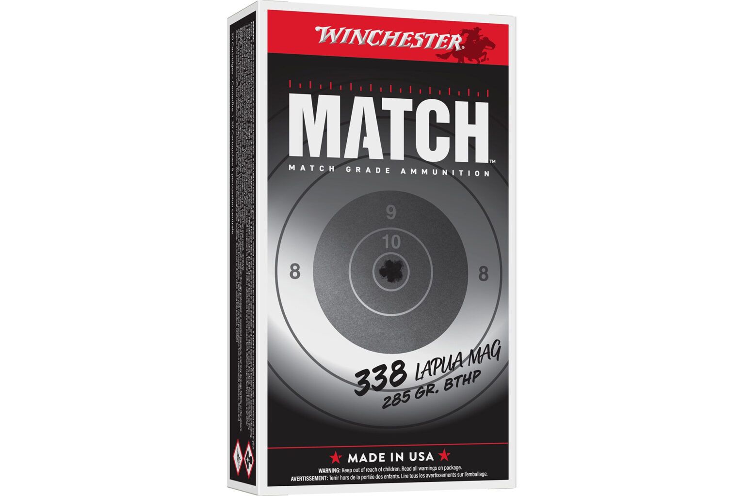 - Winchester Match 338 Lapua Magnum 285 Grain Hollow Point Boat Tail ...